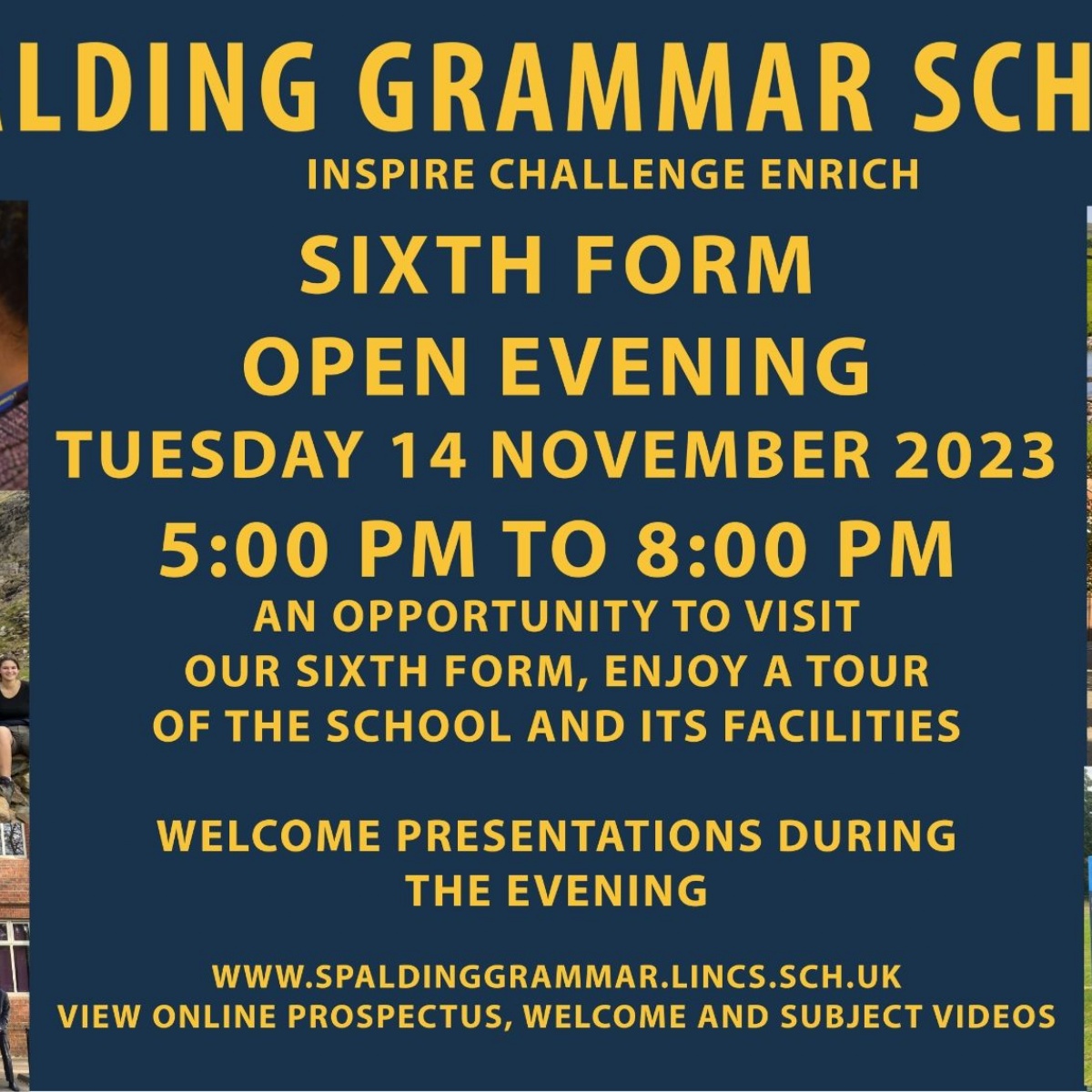 Spalding Grammar School - Sixth Form Open Evening Tuesday 14 November 2023